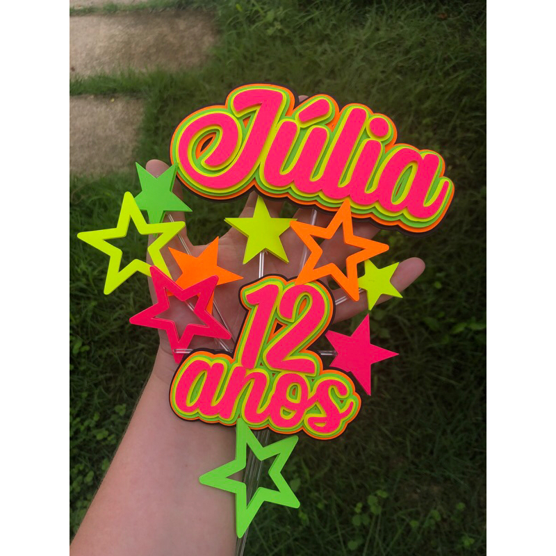 Topper para bolo Neon | Shopee Brasil