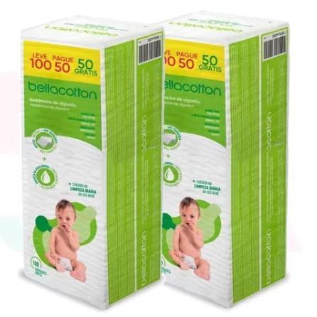 Kit 2 Pacotes de Algodão quadrado BellaCotton (200 Unidades) | Shopee ...
