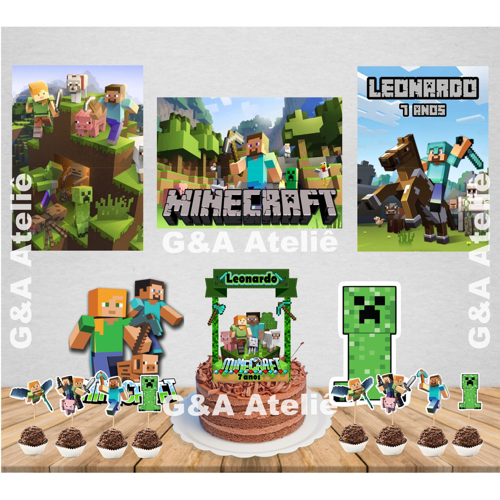 Kit Festa - É só um Bolinho - Minecraft | Shopee Brasil