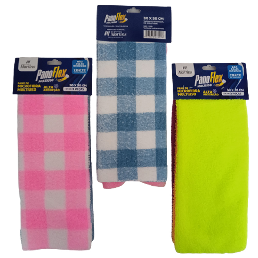 Pano de Microfibra Multiuso Alta Absorção - PanoFlex 30x30cm - Kit com ...