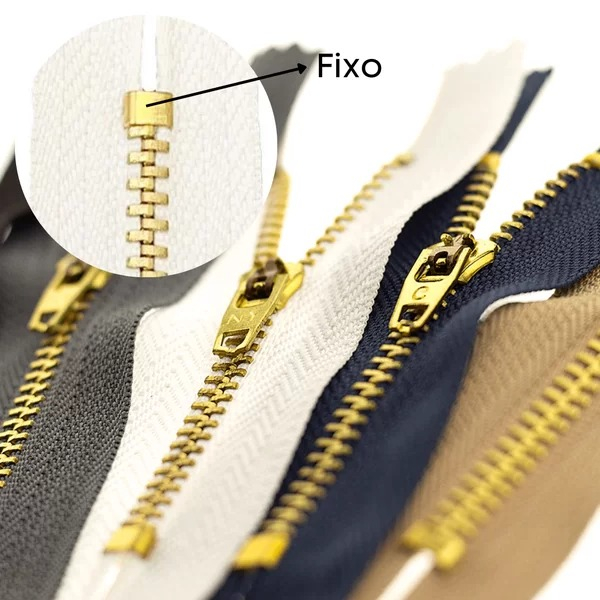 ziper metal medio dourado fixo 18cm (pacote c/10 unidades) | Shopee Brasil