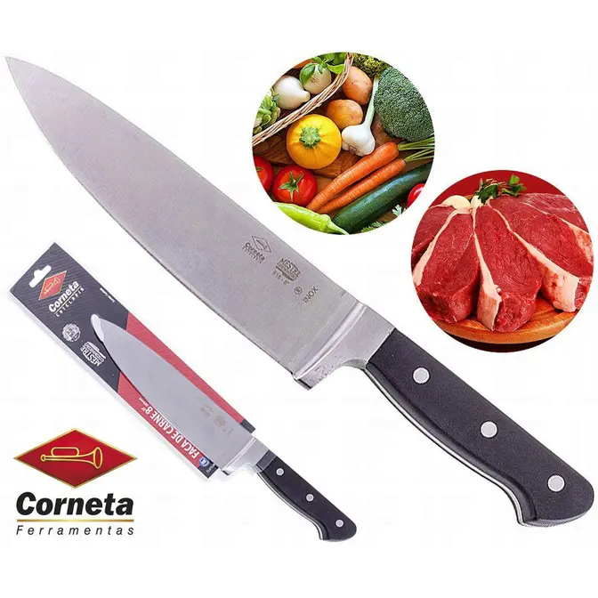 Faca Profissional Chefe Gourmet Forjada Inox 8 - Corneta | Shopee Brasil