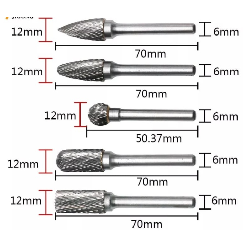 Kit fresa, lima rotativa, duplo corte de 12mm, broca, desbaste ...