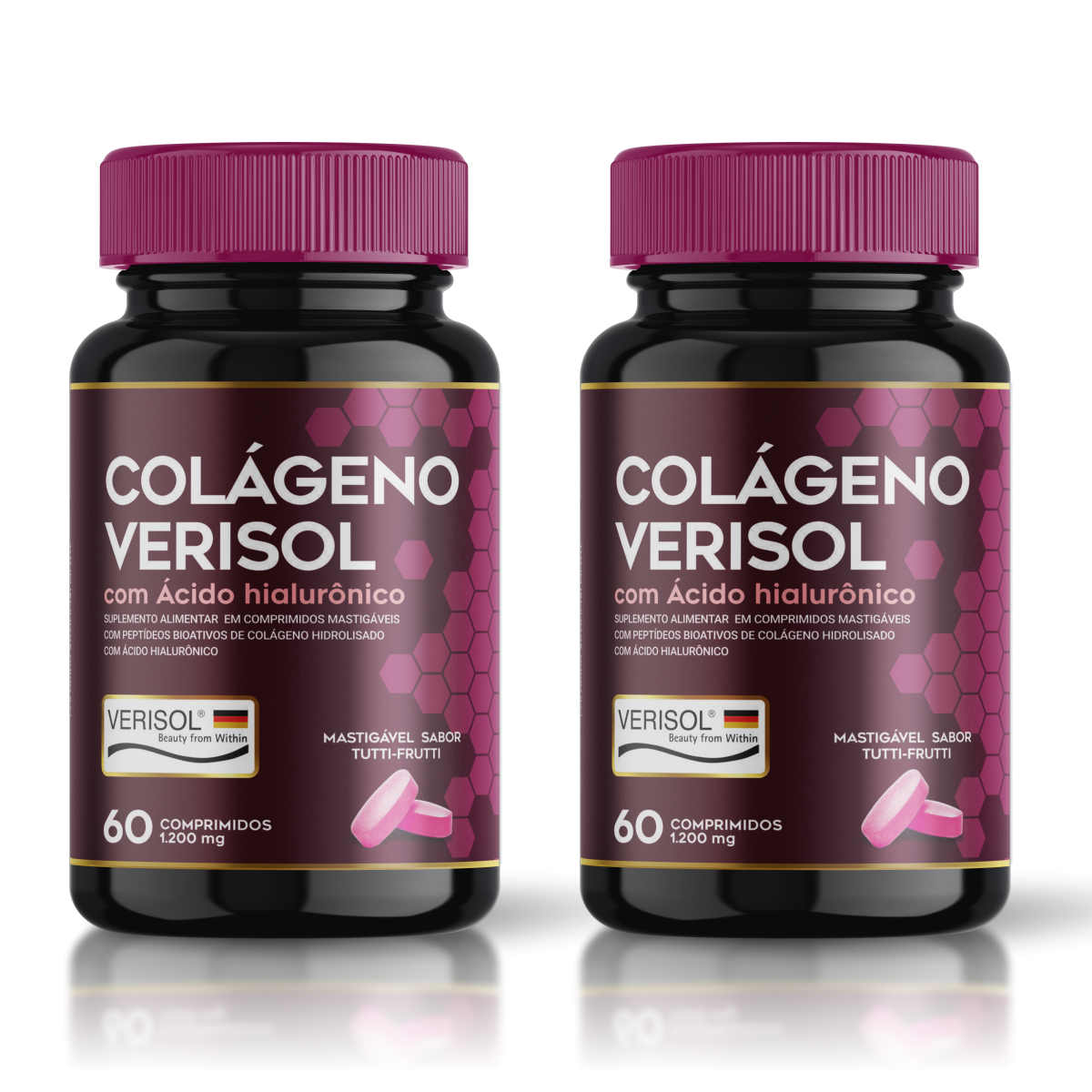 Combo 2 Colageno Verisol 1200mg C/ Acido Hialuronico Fortalecimento ...