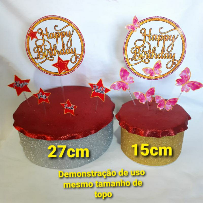 6 topos de bolo, 6 opcoes de cores, feliz aniversário (happy birthday ...