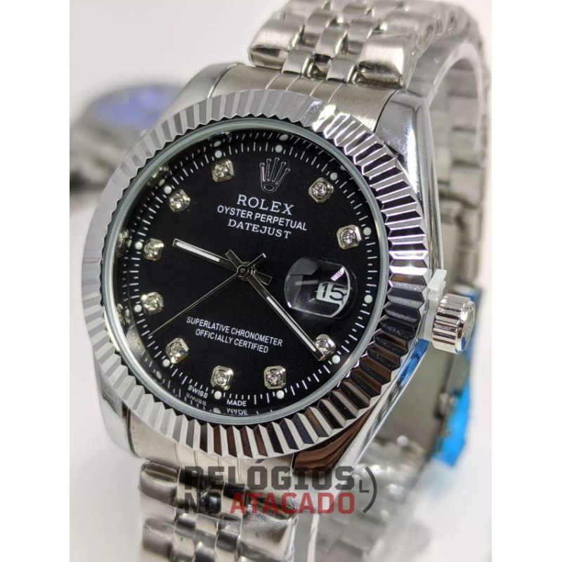 Relógio Rolex Submariner Prata/Preto nevoa linha Gold c/ caixa premium ...