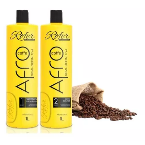 Kit Semi Definitiva Afro para alisamento Rofer Profissional 2x500ml ...