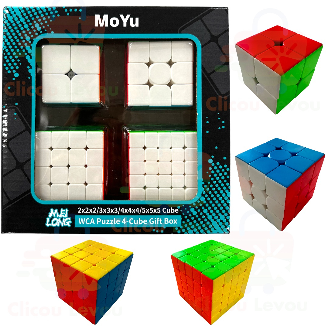Kit Box Cubo Mágico Original 2x2 + 3x3 + 4x4 + 5x5 Profissional Moyu ...