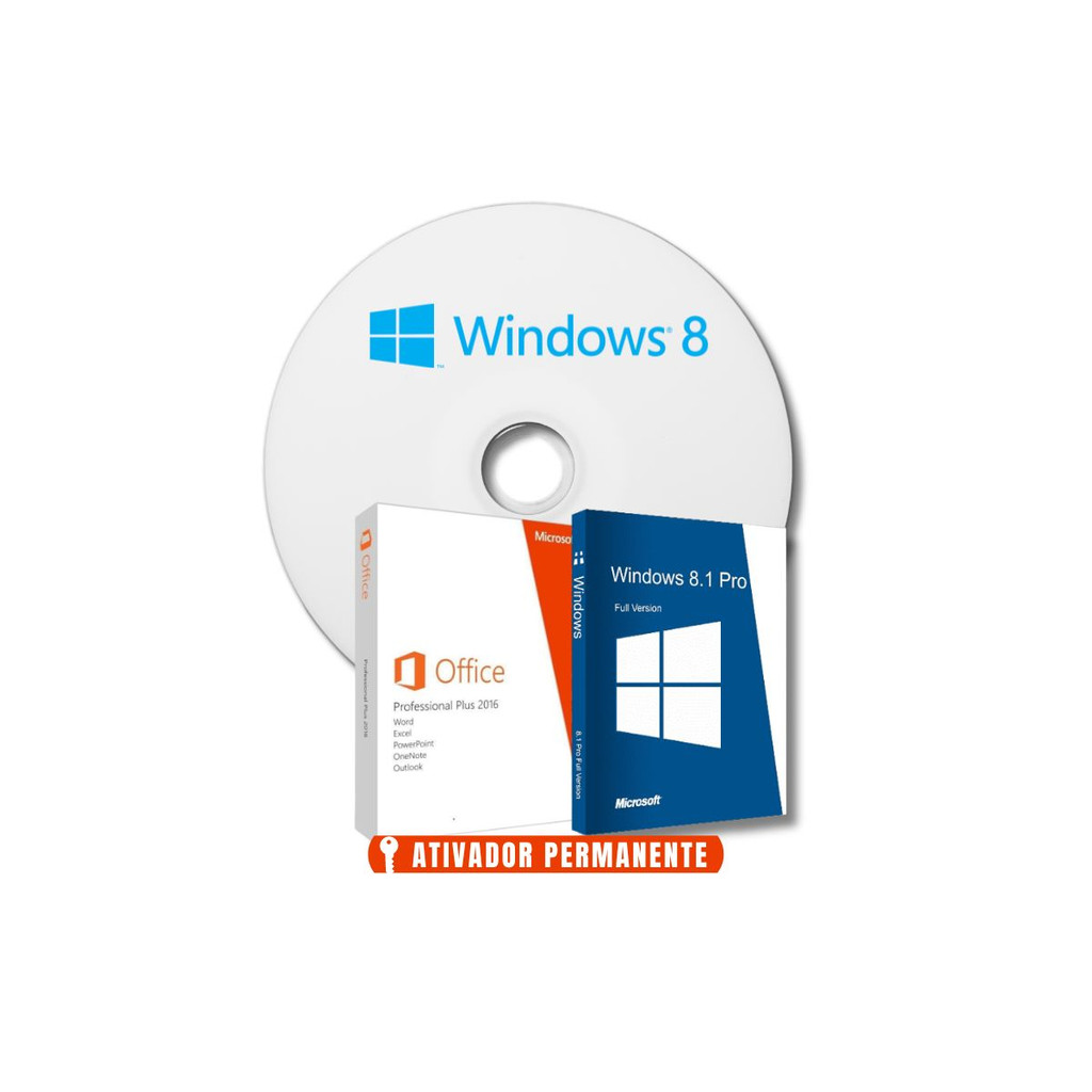 DVD CD Windows 8 Ativador Permanente + Pacote Office 64bits (DVD CD ...