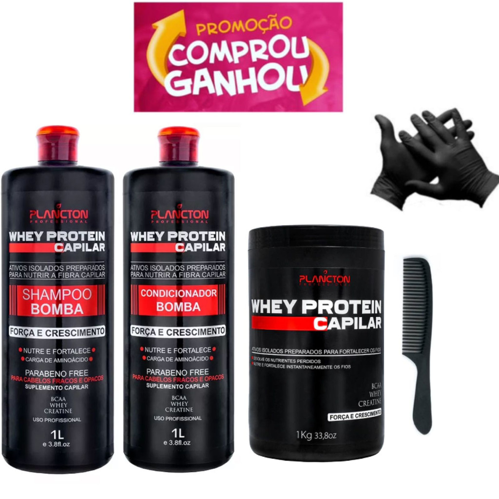 Plancton Máscara de Tratamento Whey Protein 1Kg + Shampoo e ...