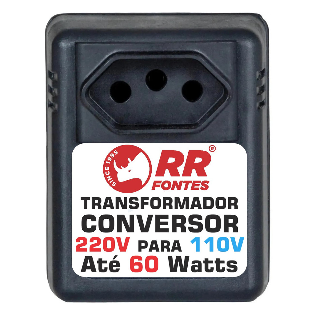Transformador Conversor Voltagem 60w 220v Para 110v Tomada 3 Pinos ...