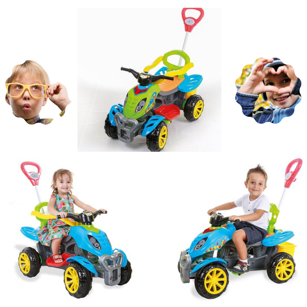 Carrinho Quadriciclo Passeio Moto Menino Menina Empurrador Maral | Shopee Brasil