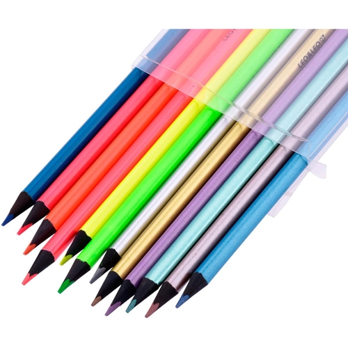 lapis de cor neon e metálico, 6 cores neon 6 cores metalicas, leo e leo ...