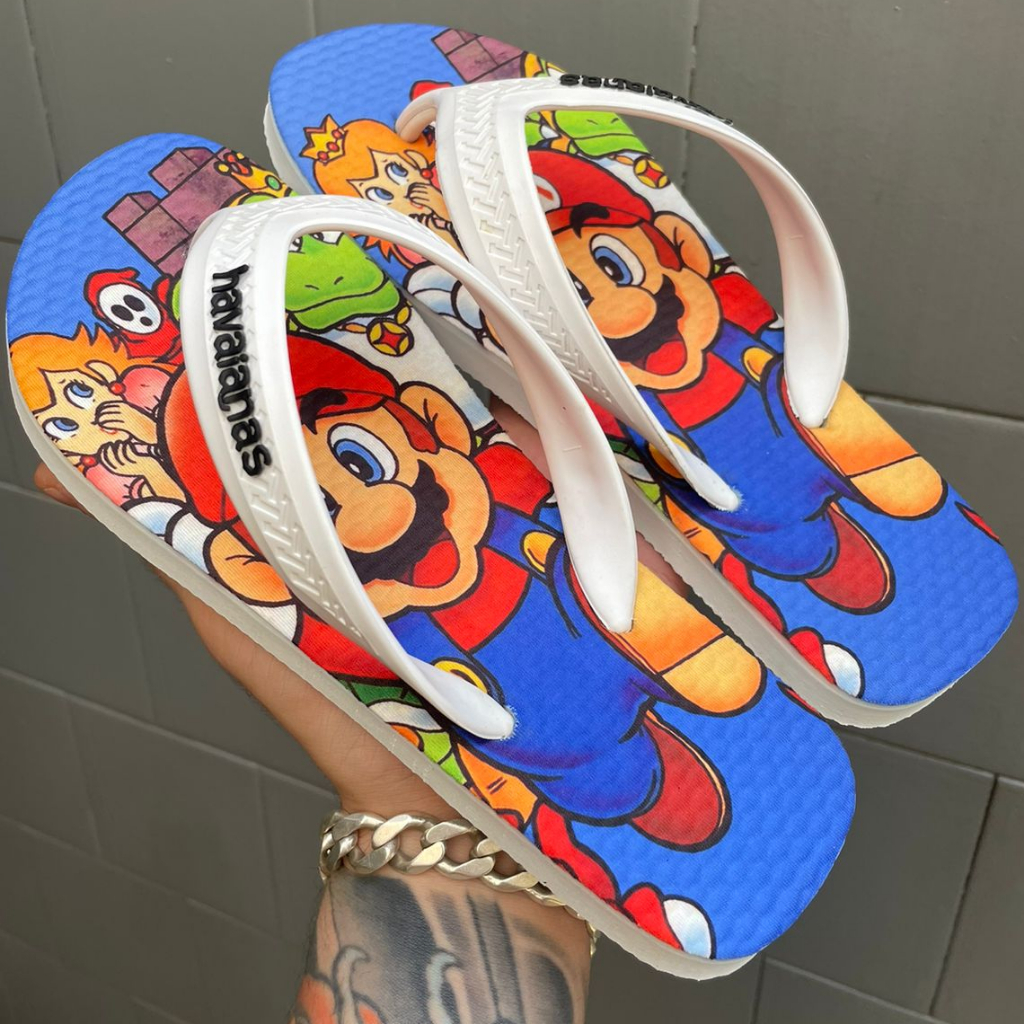 CHINELO SANDALIA SUPER MARIO BROSS BRANCO ADULTO E INFANTIL | Shopee Brasil