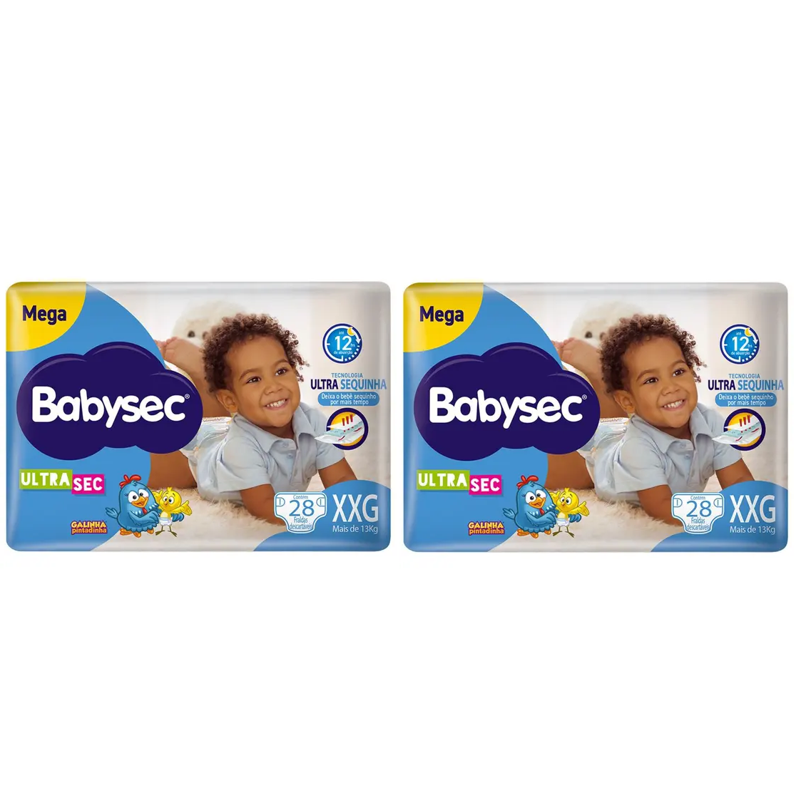 Kit Fraldas Babysec Mega Ultrasec Galinha Pintadinha - TAM XXG - 56 ...