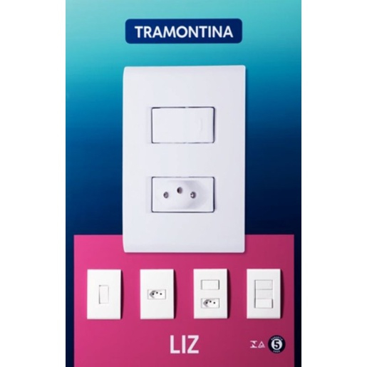 Conjunto Placa e Módulo Tramontina Liz Tomada 10A e 20A, Interruptor ...
