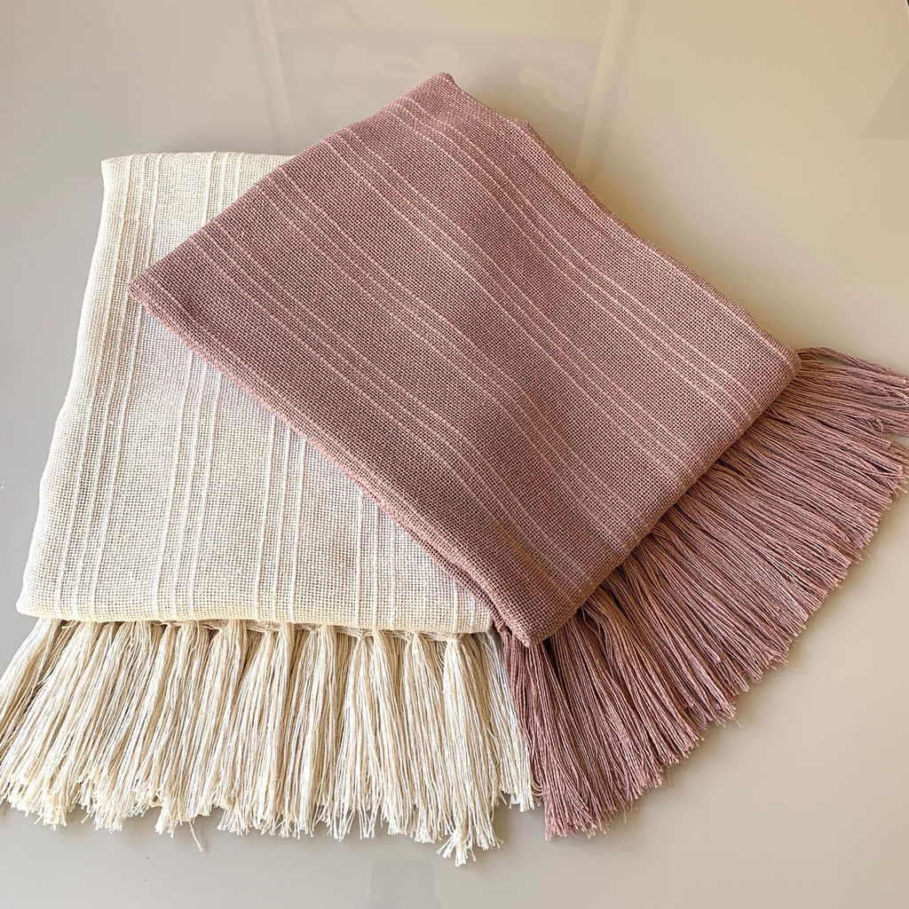 Kit 2 Manta Rosé Com Cru 1,20 X 1,80 M 100% Algodão Tear Mineiro ...