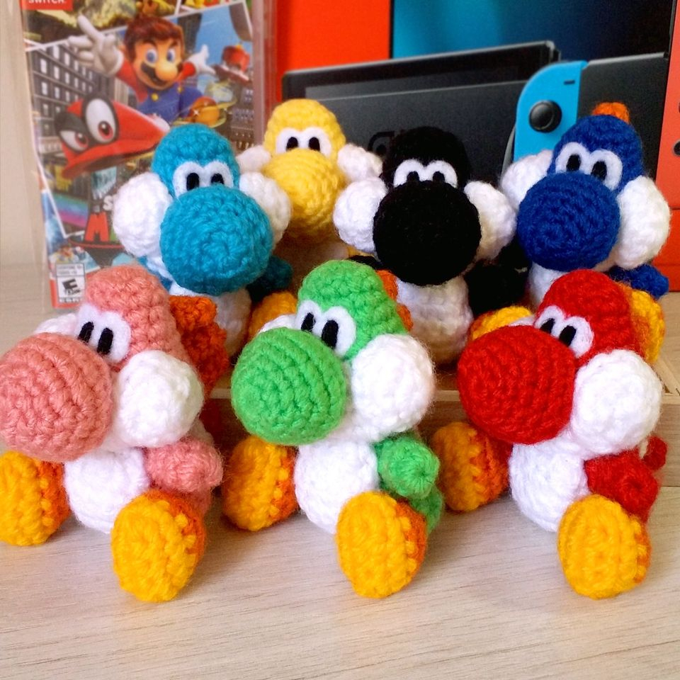 Yoshi yarn Amigurumi crochê - Nintendo Super Mario Brinquedo de Pelúcia ...