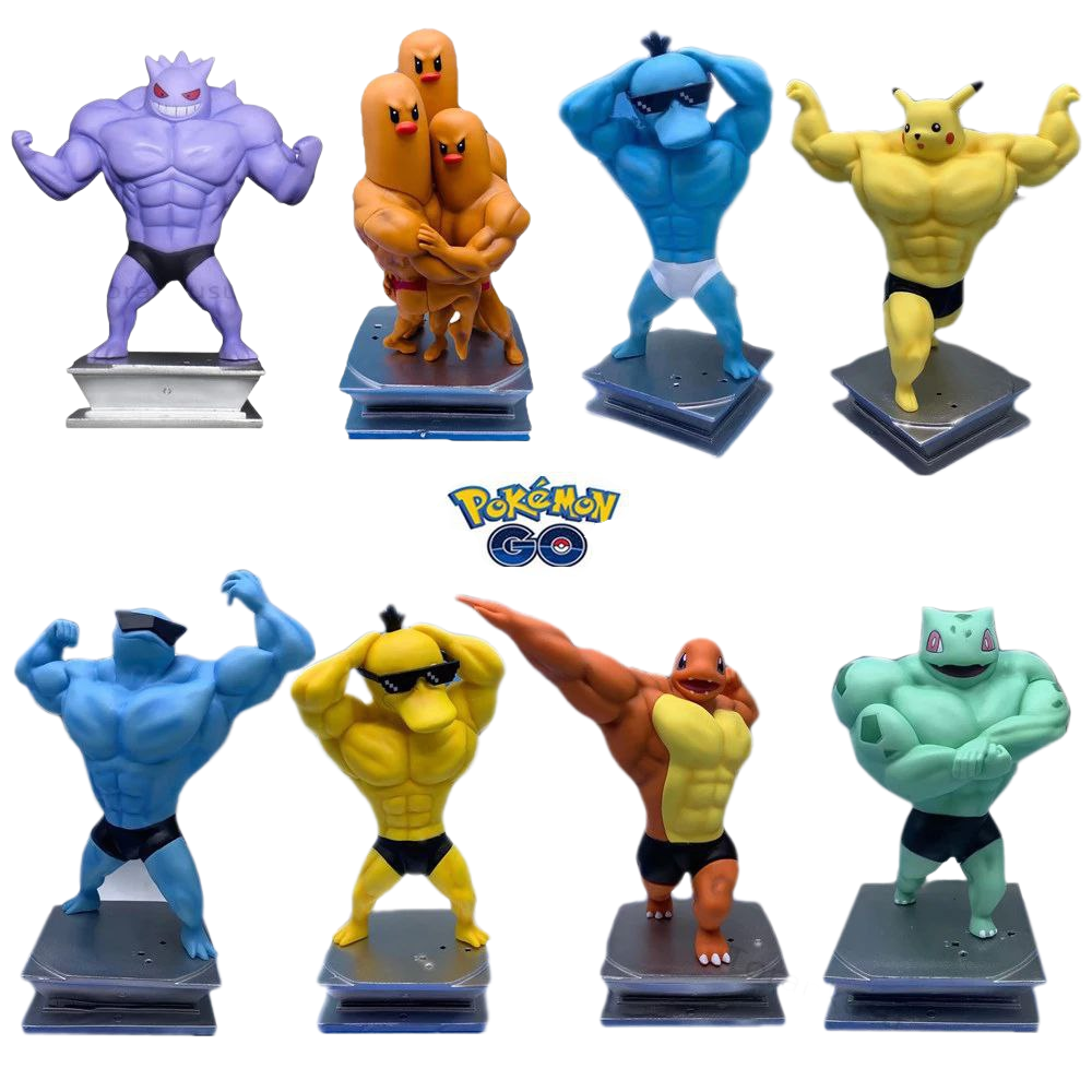 Action Figure Pokemon Muscle Pikachu Gengar Weightlifting Charmander ...