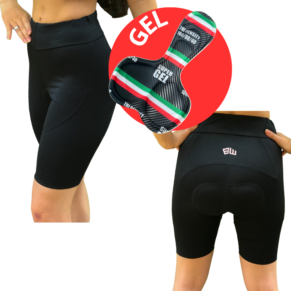 Bermuda de Ciclismo Feminina GEL Forro Ciclistas MTB Bike Preta Short ...