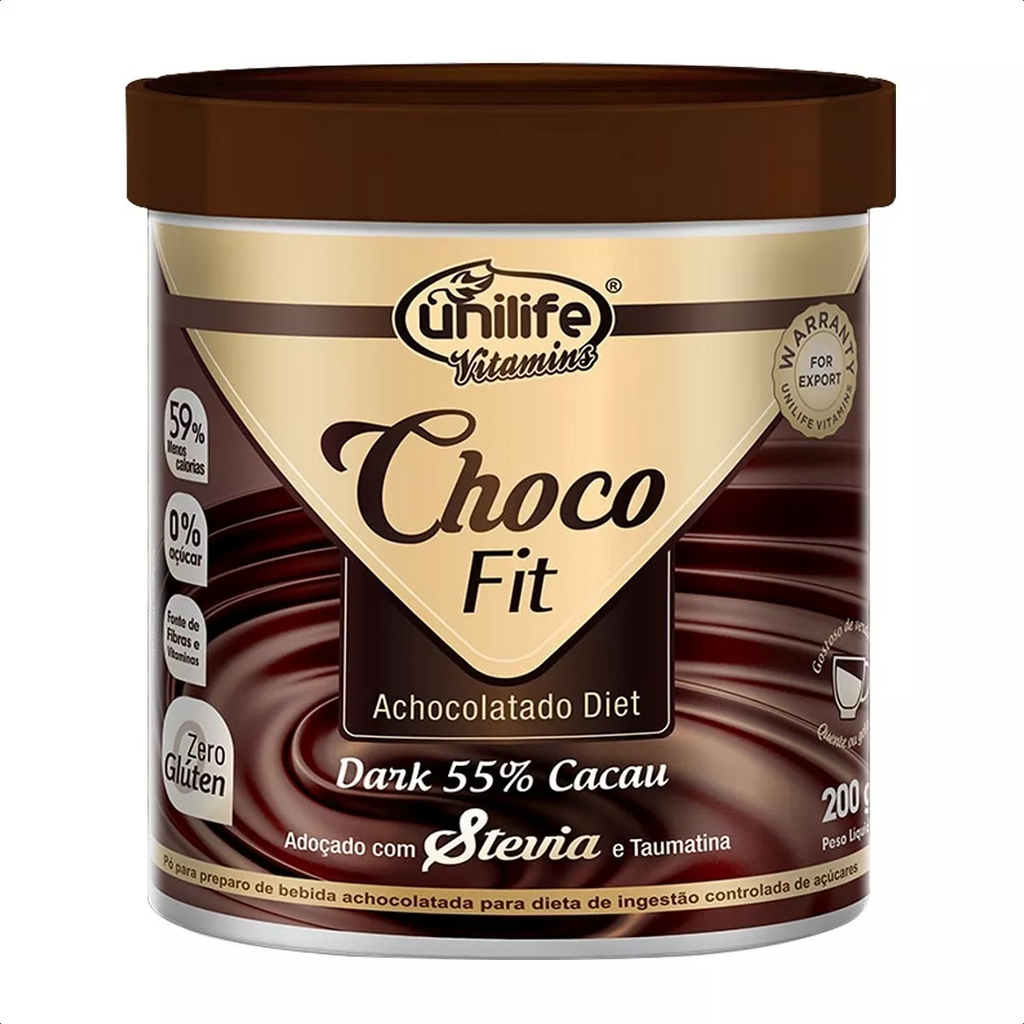 Chocofit Achocolatado Zero Açúcar Diet 200g Unilife | Shopee Brasil