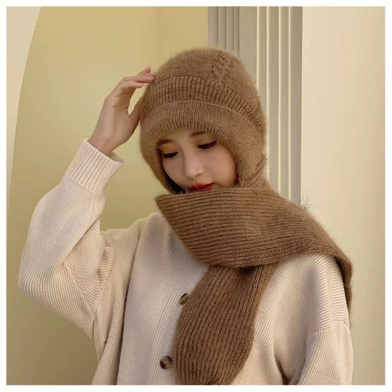 Cachecol De Inverno Feminino E Chapéu Conjunto De Feijão Quente ...