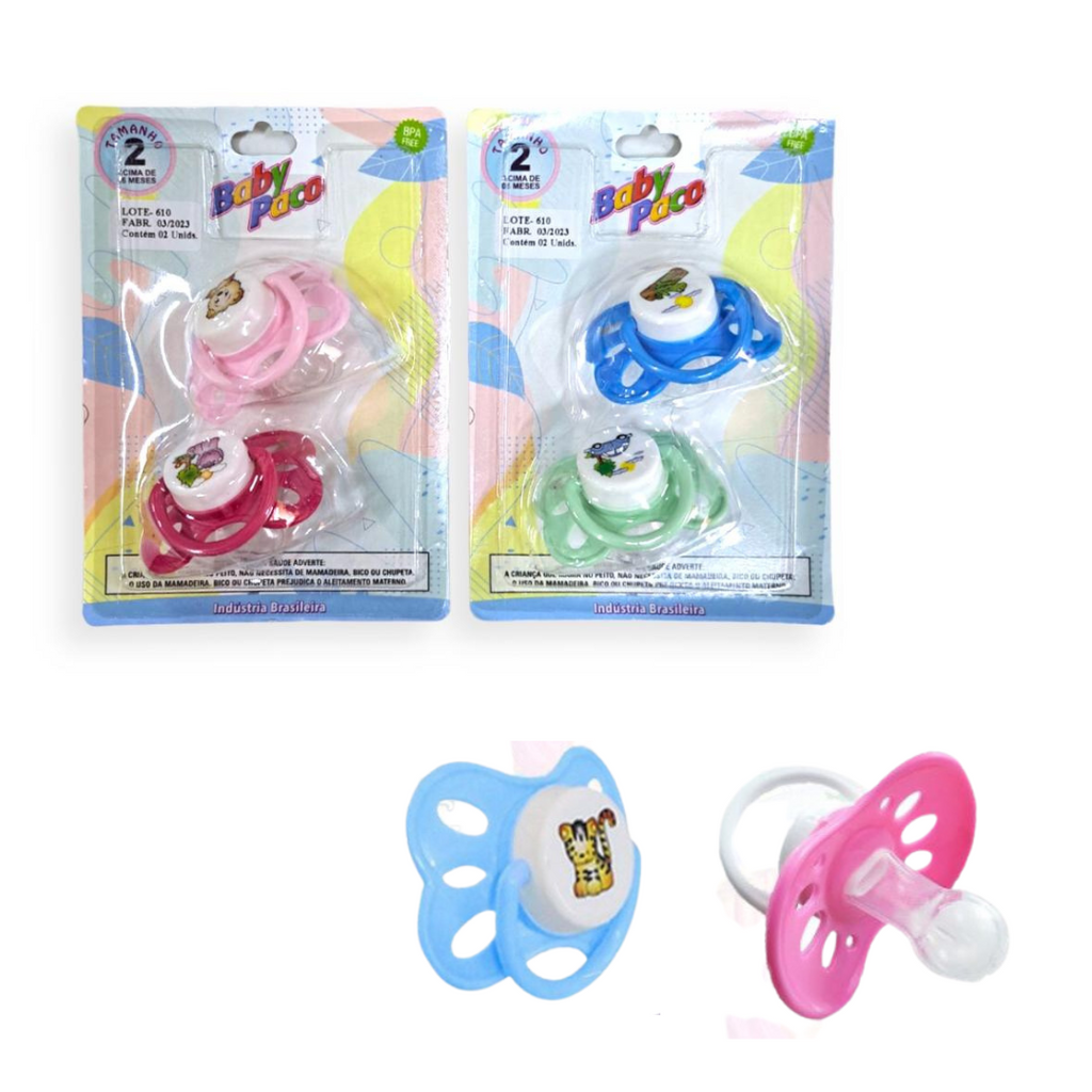 Chupeta Bico Silicone Redondo (kit C/2un) Baby Paco | Shopee Brasil