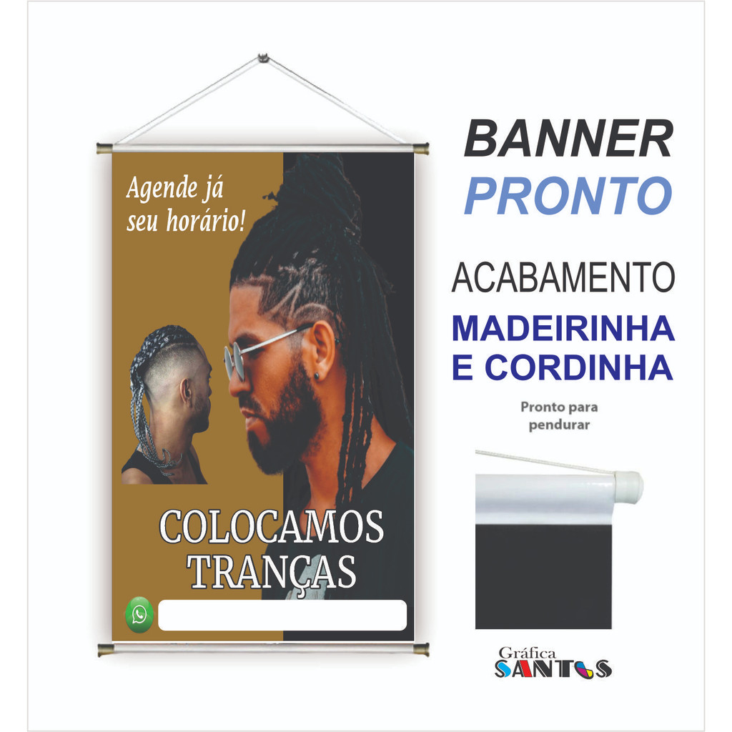 1 banner prontos tema ( tranças) REF 445 (obs. NÃO HÁ POSSIBILIDADE DE ...