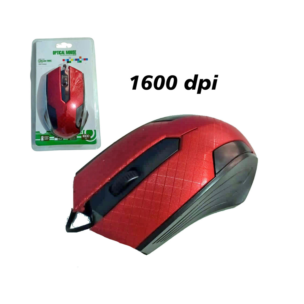 Mouse Game Led com fio óptico 1600 dpi USB 3 botão - vermelho preto ...