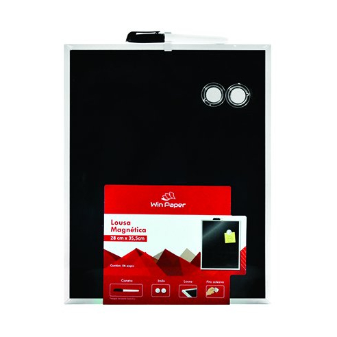 Quadro / Lousa Magnetica Preta Lisa com Caneta e Imã Uniadade - Win ...