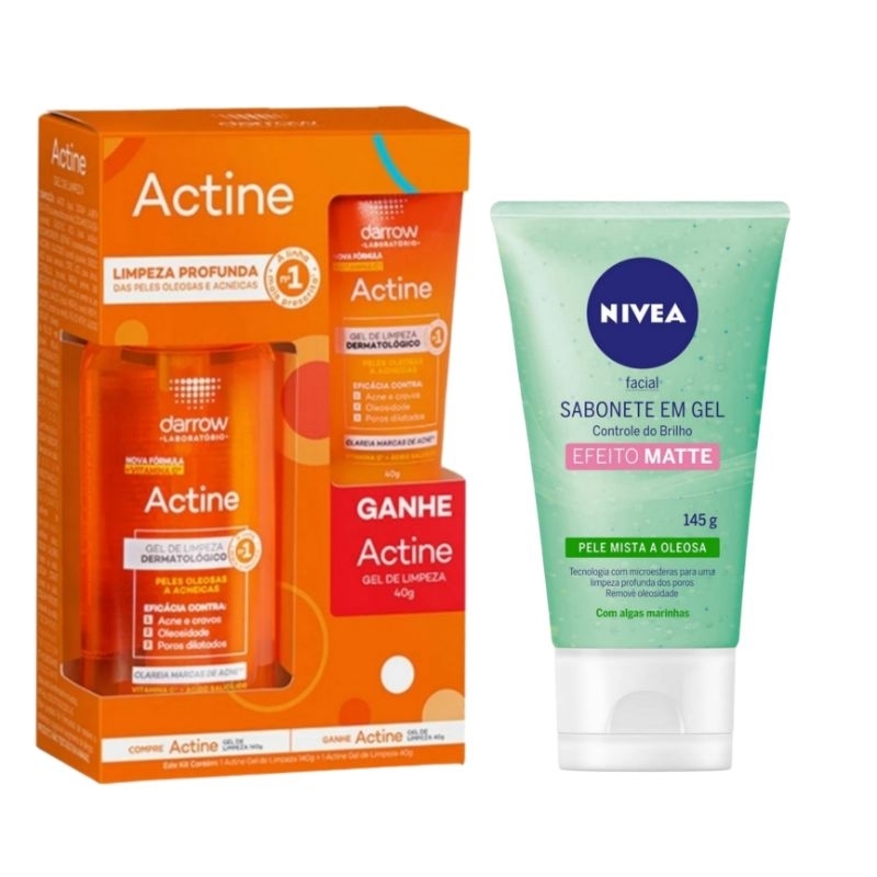Kit Gel de Limpeza Profunda Contra Acne Actine Darrow + Gel De Limpeza ...
