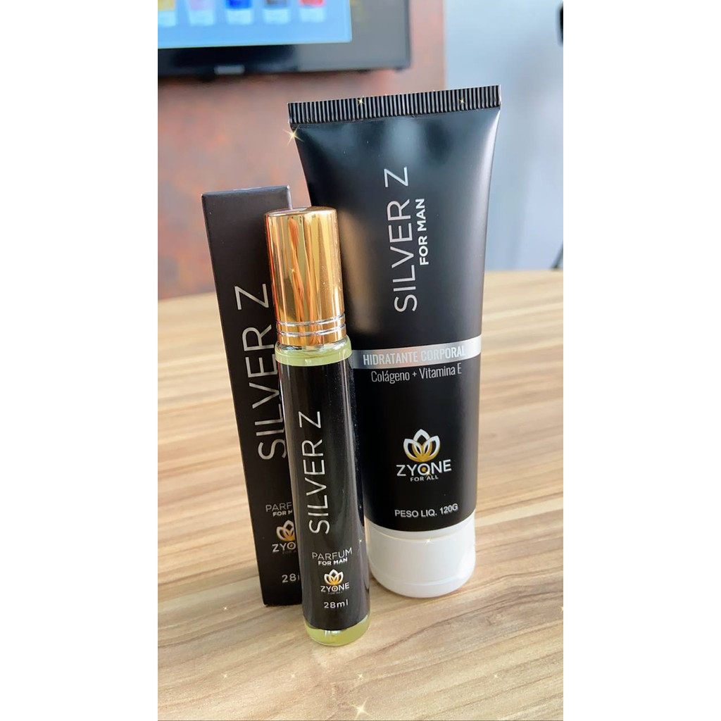 Kit Perfume Masculino Silver Z 28ml Zyone + Hidratante Masculino ...