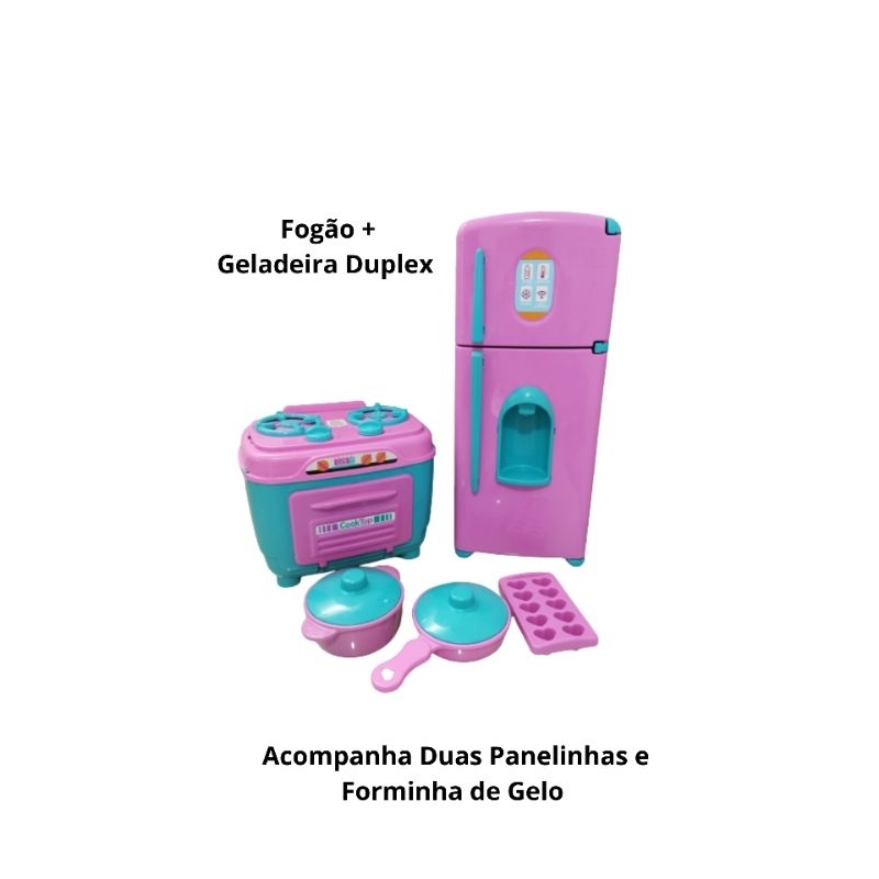 kit Cozinha Infantil - Geladeira Duplex + Fogao Play Cooker com Panelinhas - Kit 10 | Shopee Brasil