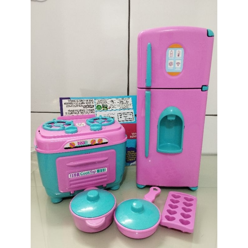 kit Cozinha Infantil - Geladeira Duplex + Fogao Play Cooker com Panelinhas - Kit 10 | Shopee Brasil
