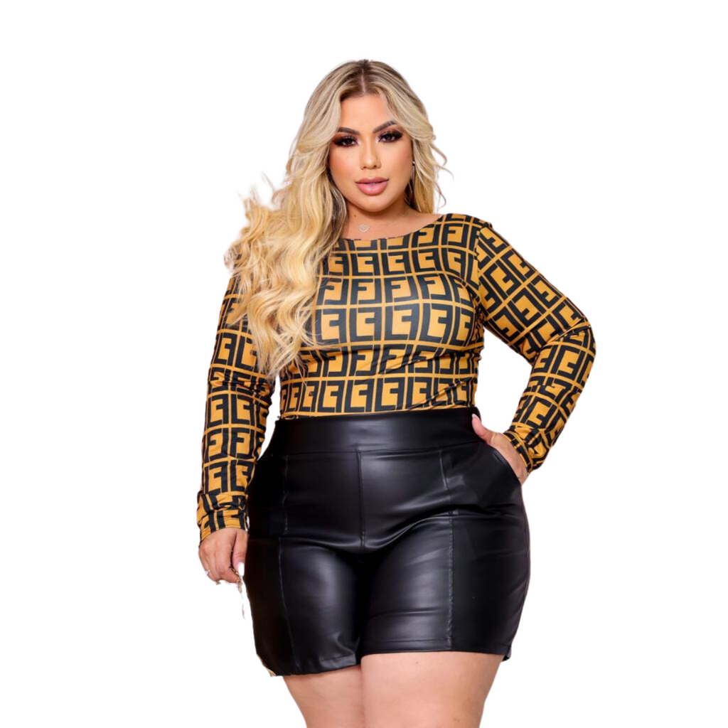 Short Couro Fake Feminino Plus Size Courino CIntura Alta | Shopee Brasil