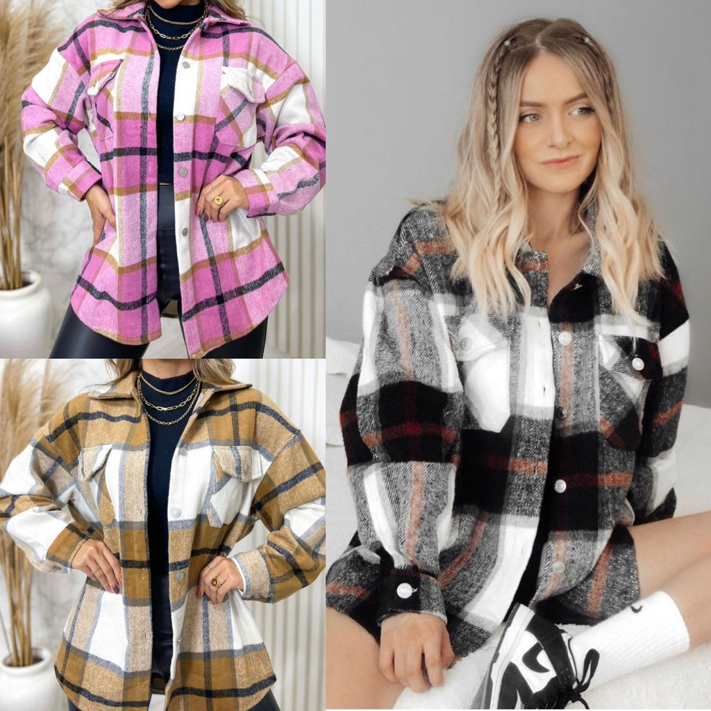 Camisa Jaqueta Xadrez Flanela Feminina Manga longa, quentinha, colorida, moda feminina ...