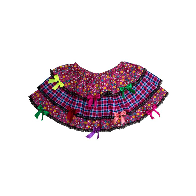 Saia Junina quadrilha caipira babado colorida rodada | Shopee Brasil