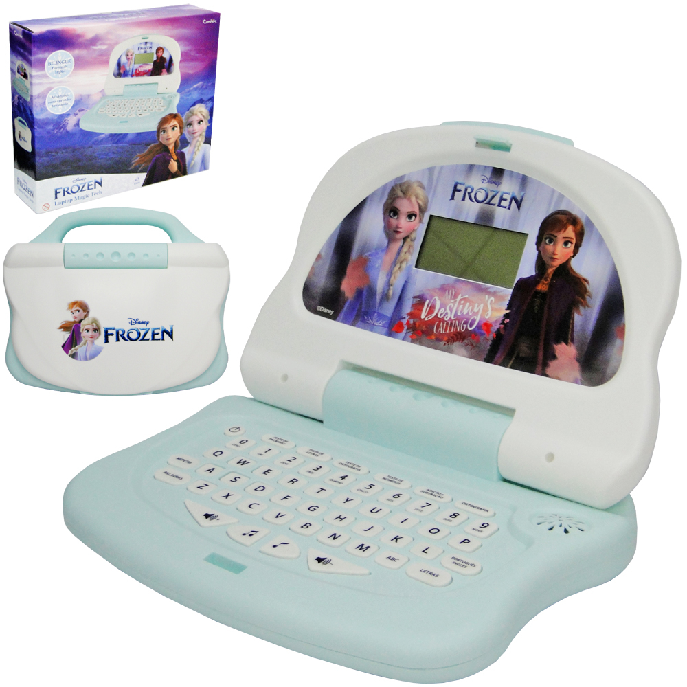 LAPTOP FROZEN MAGIC TECH ATIVIDADES BILINGUE PORTUGUES E INGLES A PILHA ...