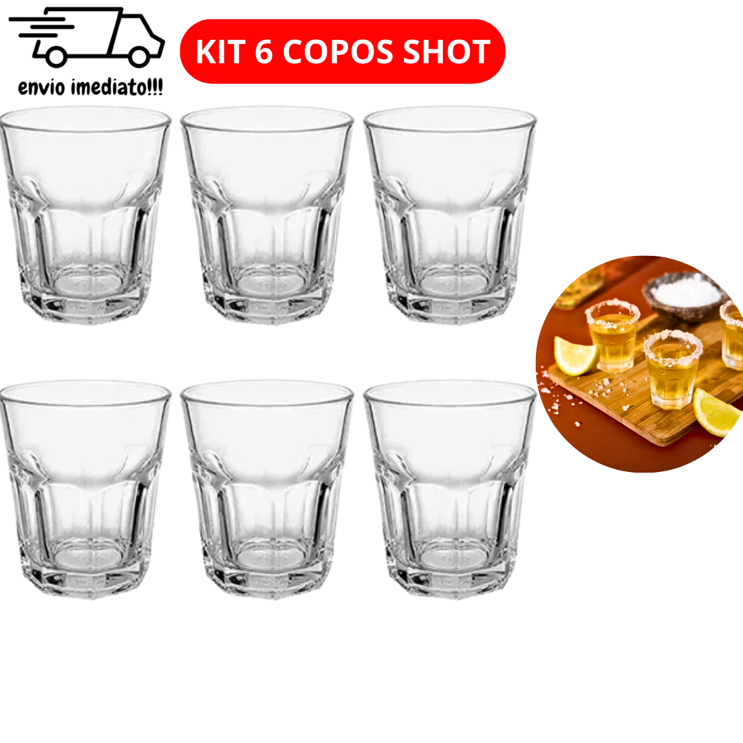 Jogo Com 6 Copos De Shot de Vidro 45 ML Importado Egito Copo De Shot ...