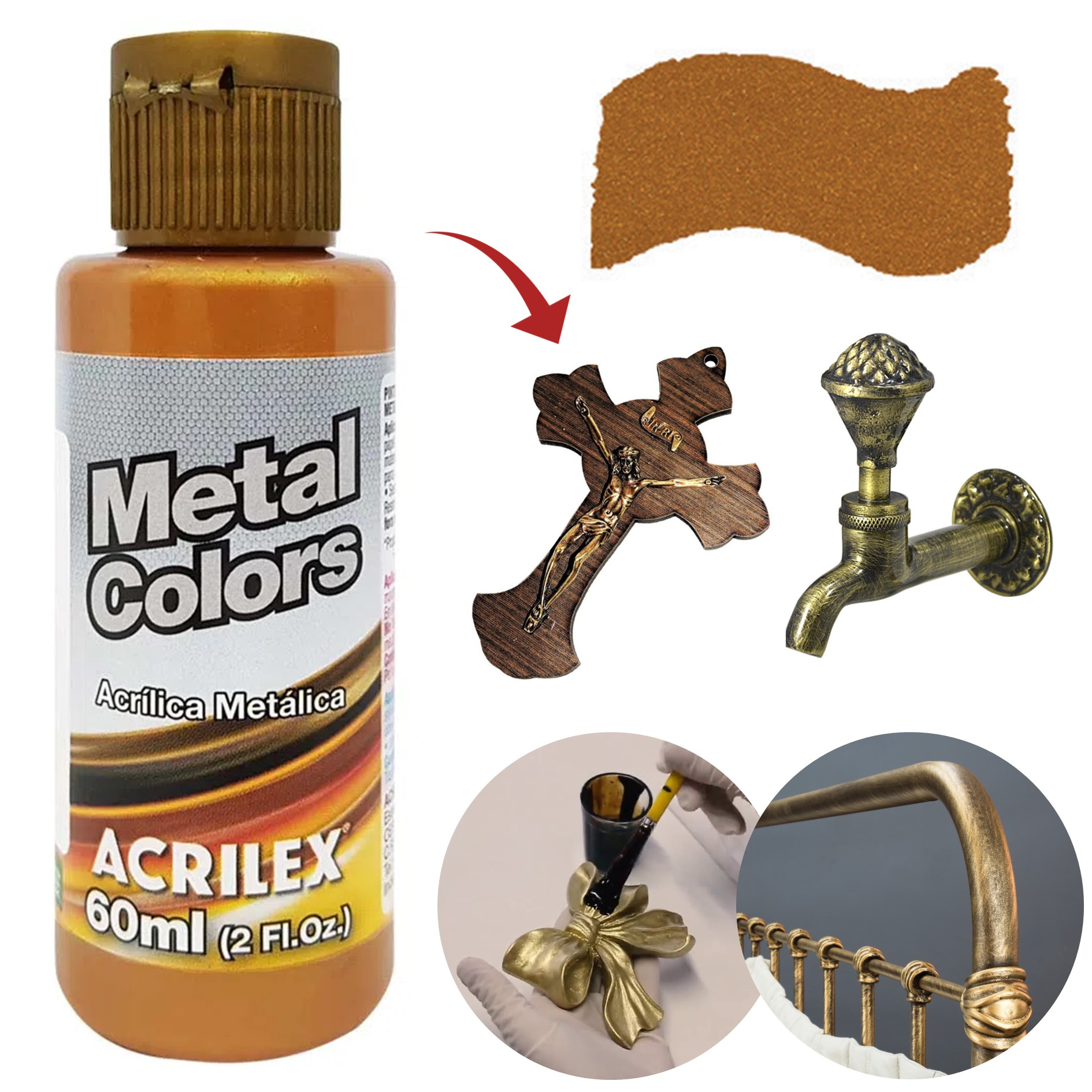 Tinta Acrílica Metal Colors Ouro Velho 548 Acrilex 60ml | Shopee Brasil