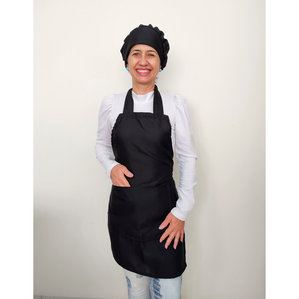 Kit Avental E Touca Cozinheiro Padaria Cozinha Unissex Cores | Shopee ...