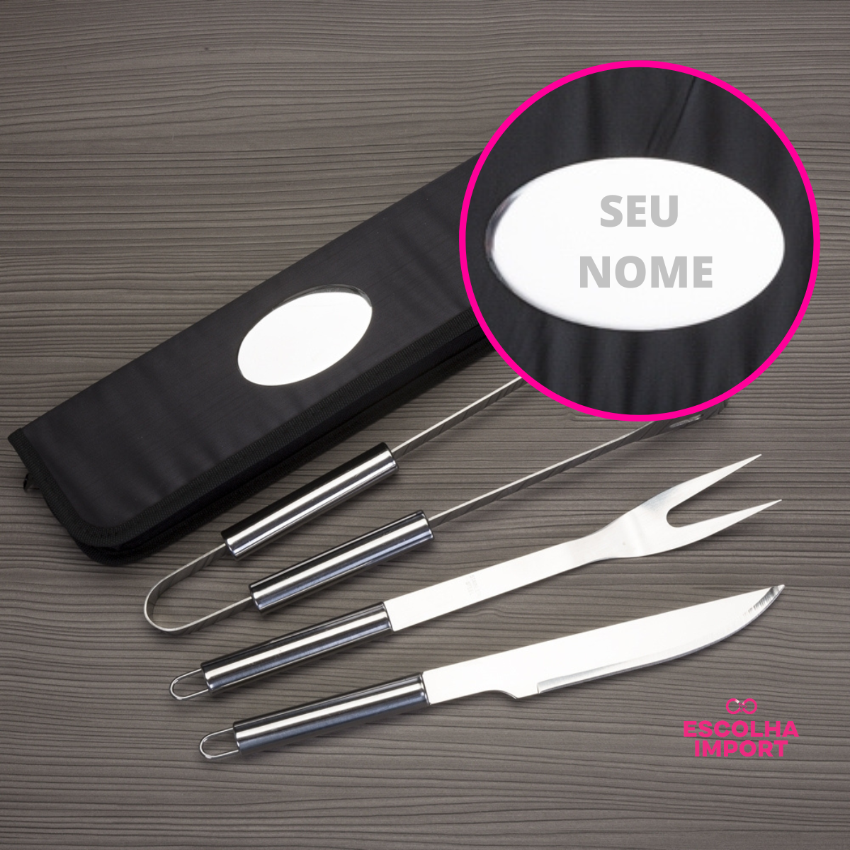 Kit Churrasco 3 peças Personalizado com nome - logotipo - simbolo - Pai ...