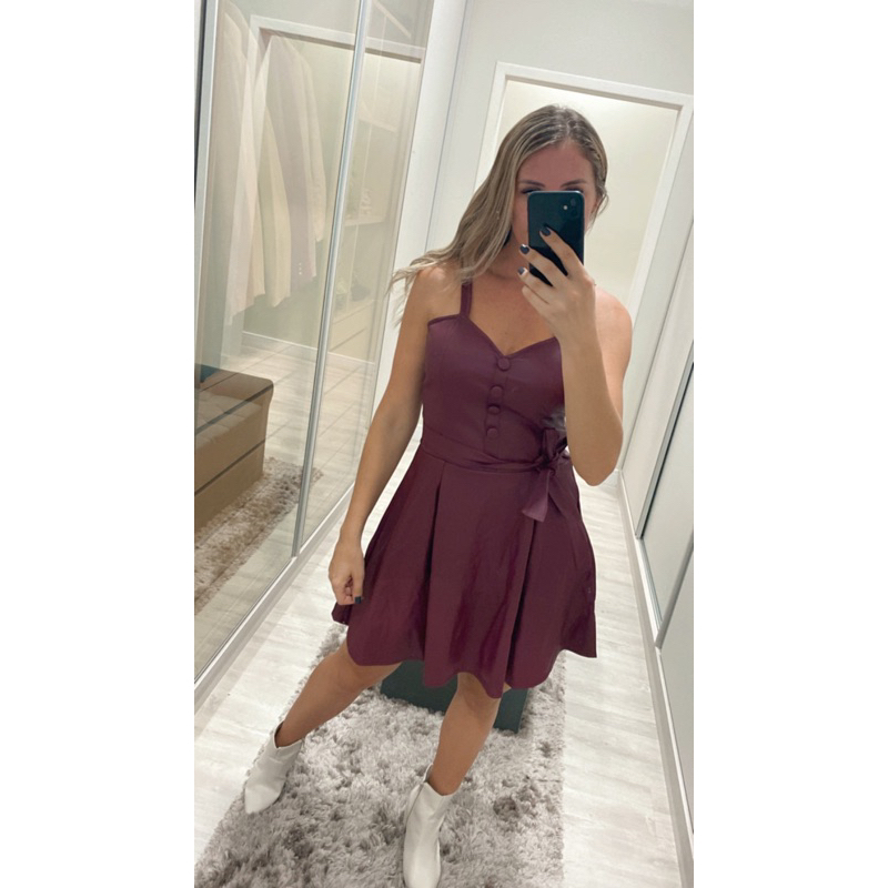 Vestido em couro fake lindo | Shopee Brasil