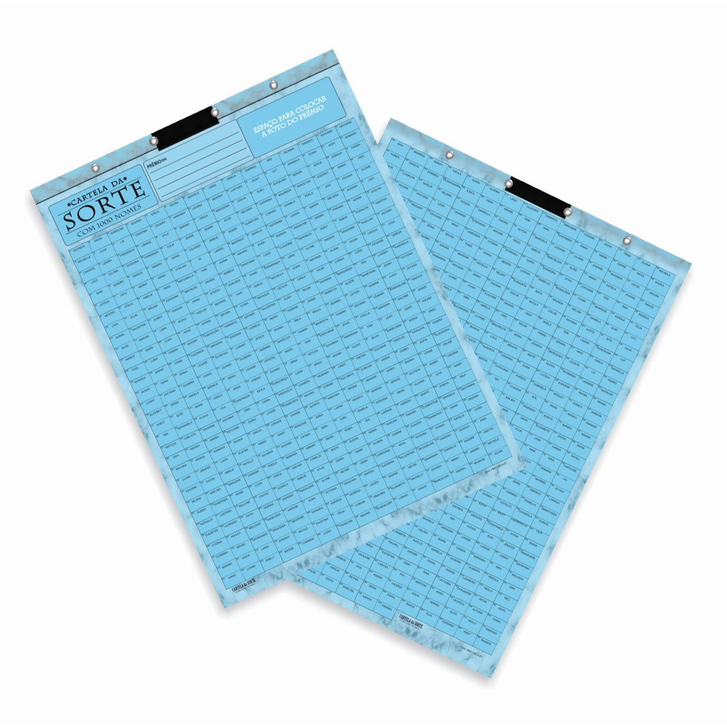 Rifa PLUS c/1.000, 800, 500, 400 ou 300 Nomes - Cartela em Papel 240g ...