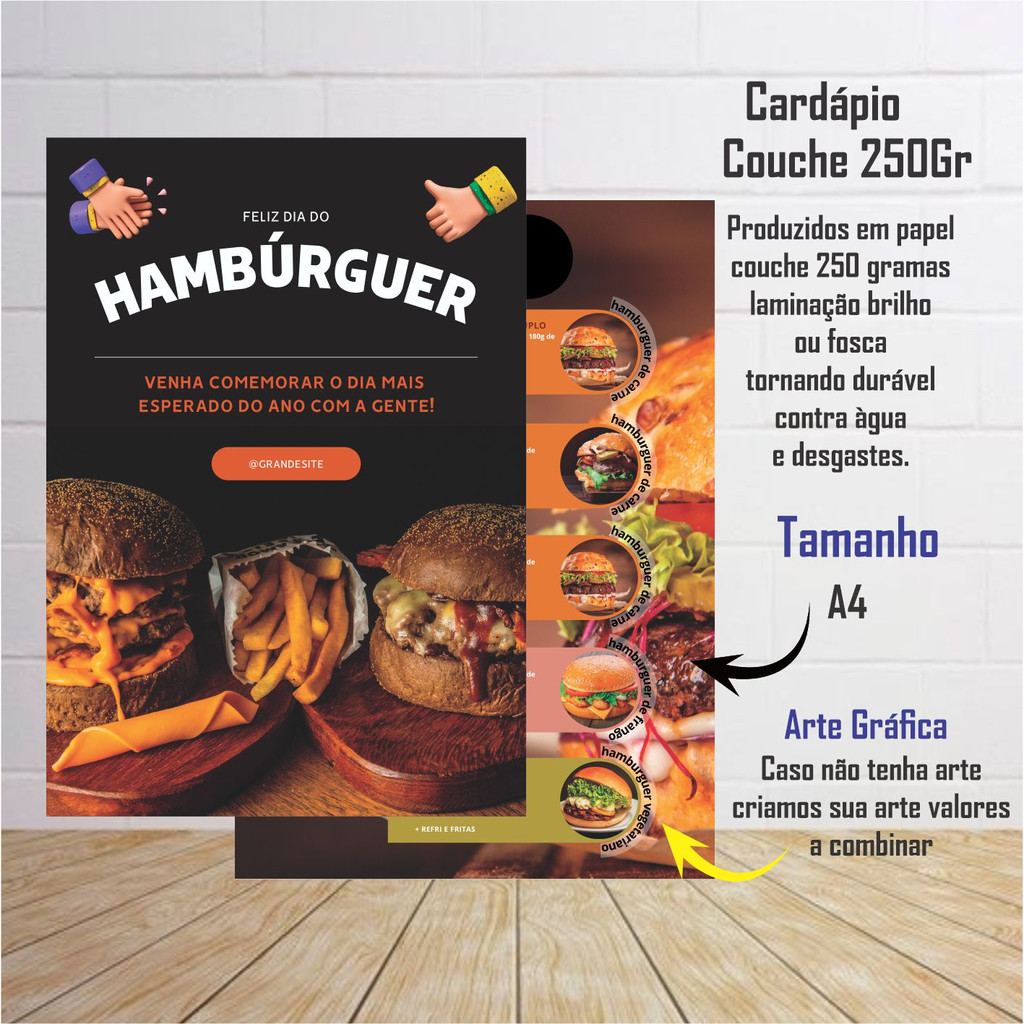 Cardapio couche 250 gr laminação brilho ou fosca | Shopee Brasil