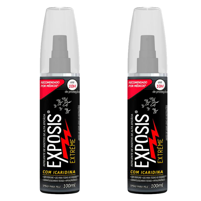Kit 2 Repelente Exposis Extreme Spray Sem Perfume 100ml | Shopee Brasil