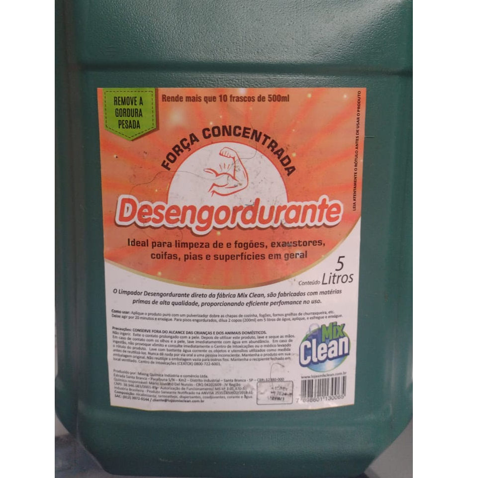 DESENGORDURANTE 5 LITROS COM MAIOR ECONOMIA PARA LIMPEZA PESADA EM ...