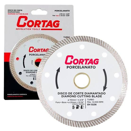 Disco Corte Porcelanato Cortag Diamantado Turbo Ultrafino Extrafino p/ Serra Marmore Maquita ...