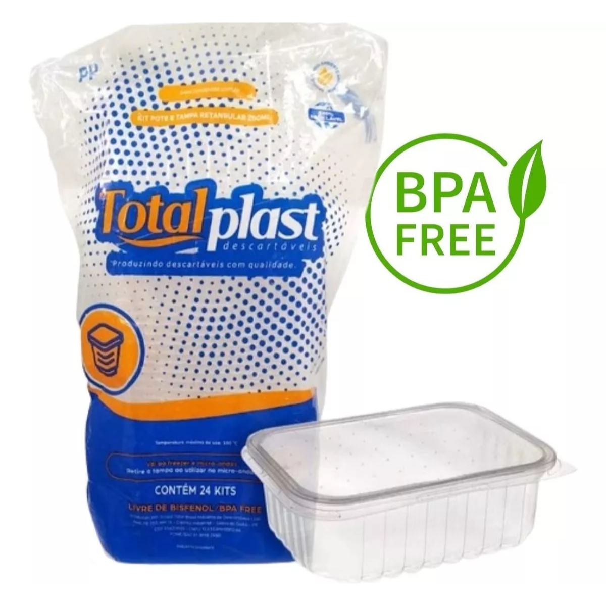 Pote Retangular Com Tampa 250ml Marmita Fit 24und Totalplast | Shopee Brasil