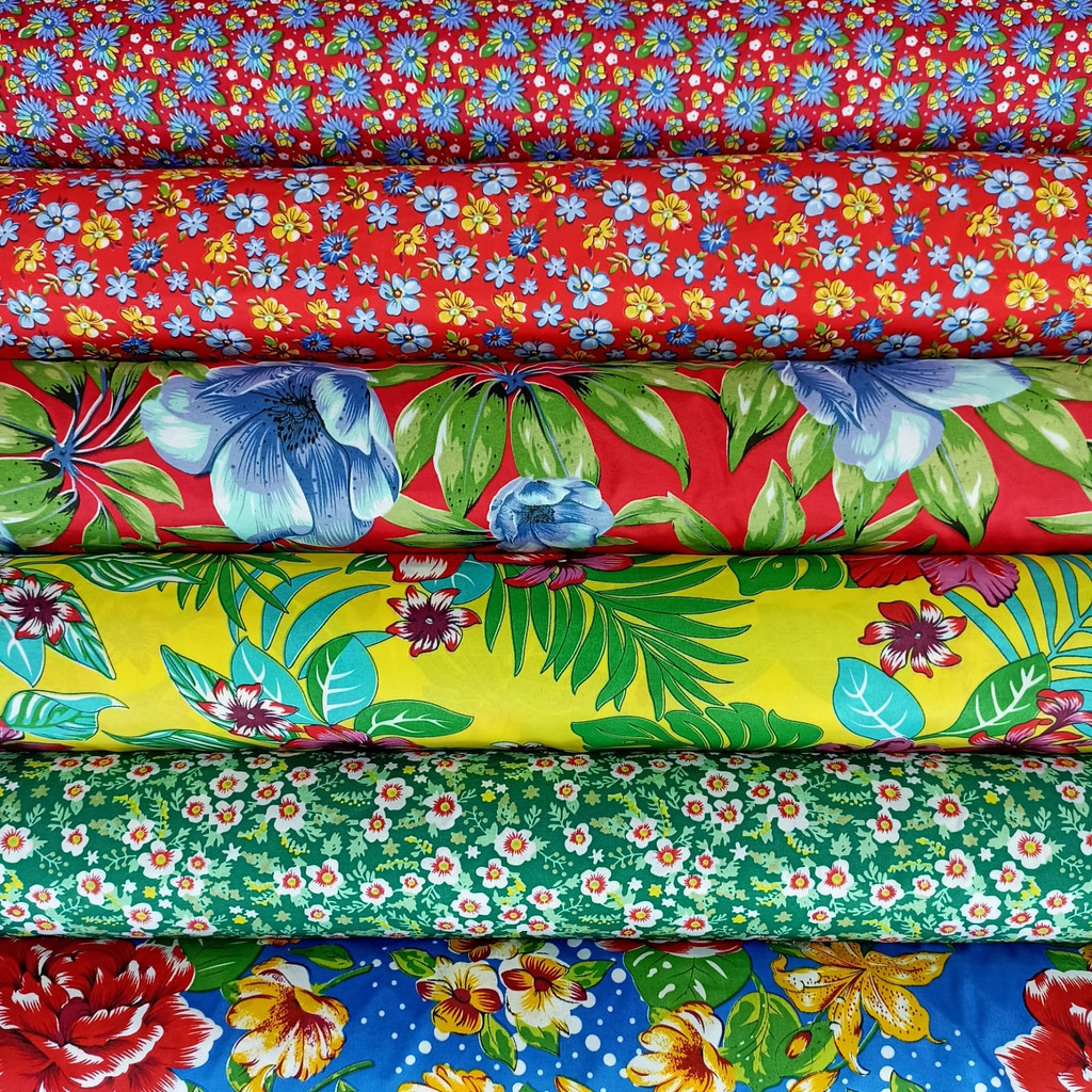 Tecido Chita Estampada Floral 0,50cm X 1,50mt Festa Junina 100% Poliéster | Chitão Chitinha ...